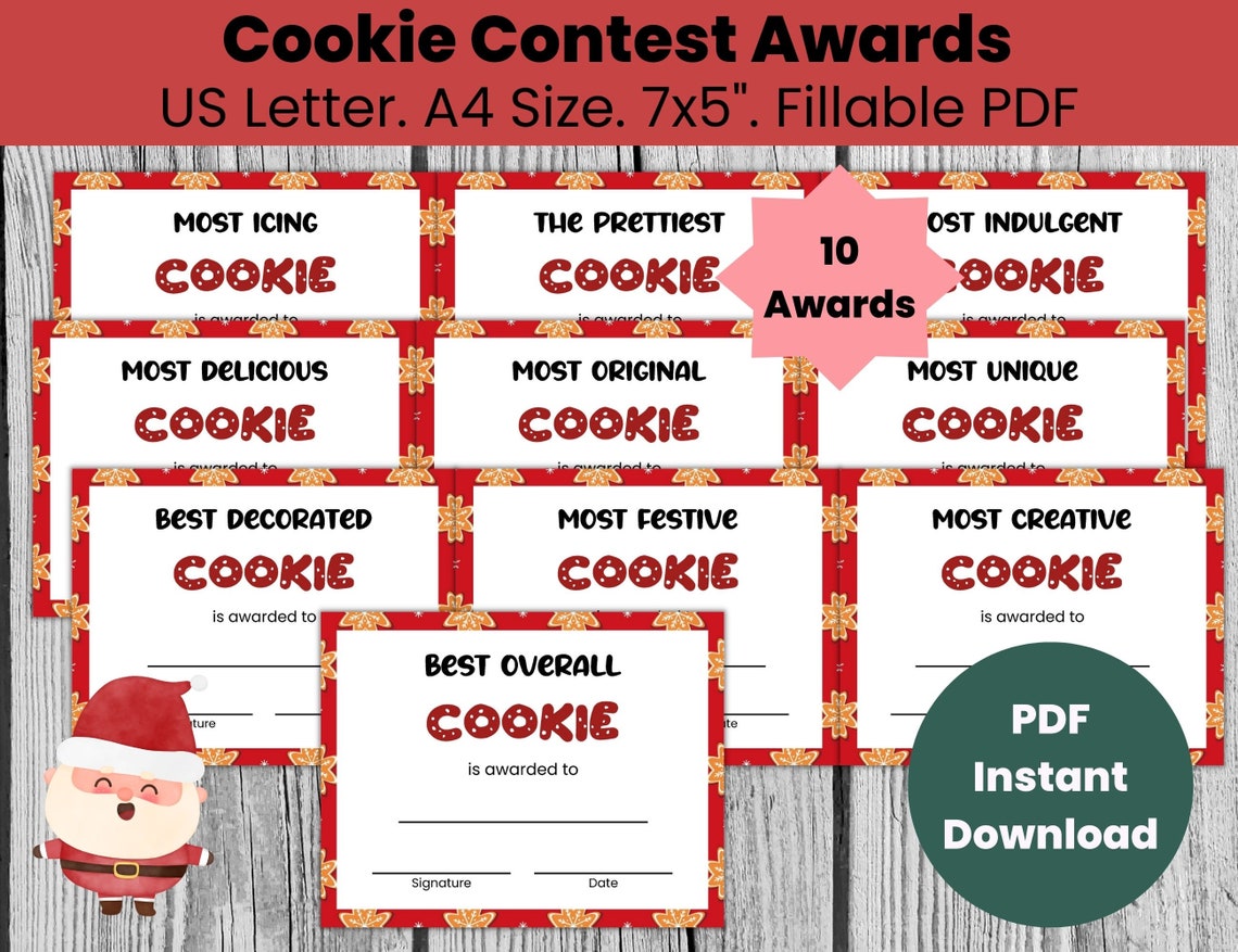 Cookie Contest Award Certificates and Voting Ballot, Christmas Cookie ...