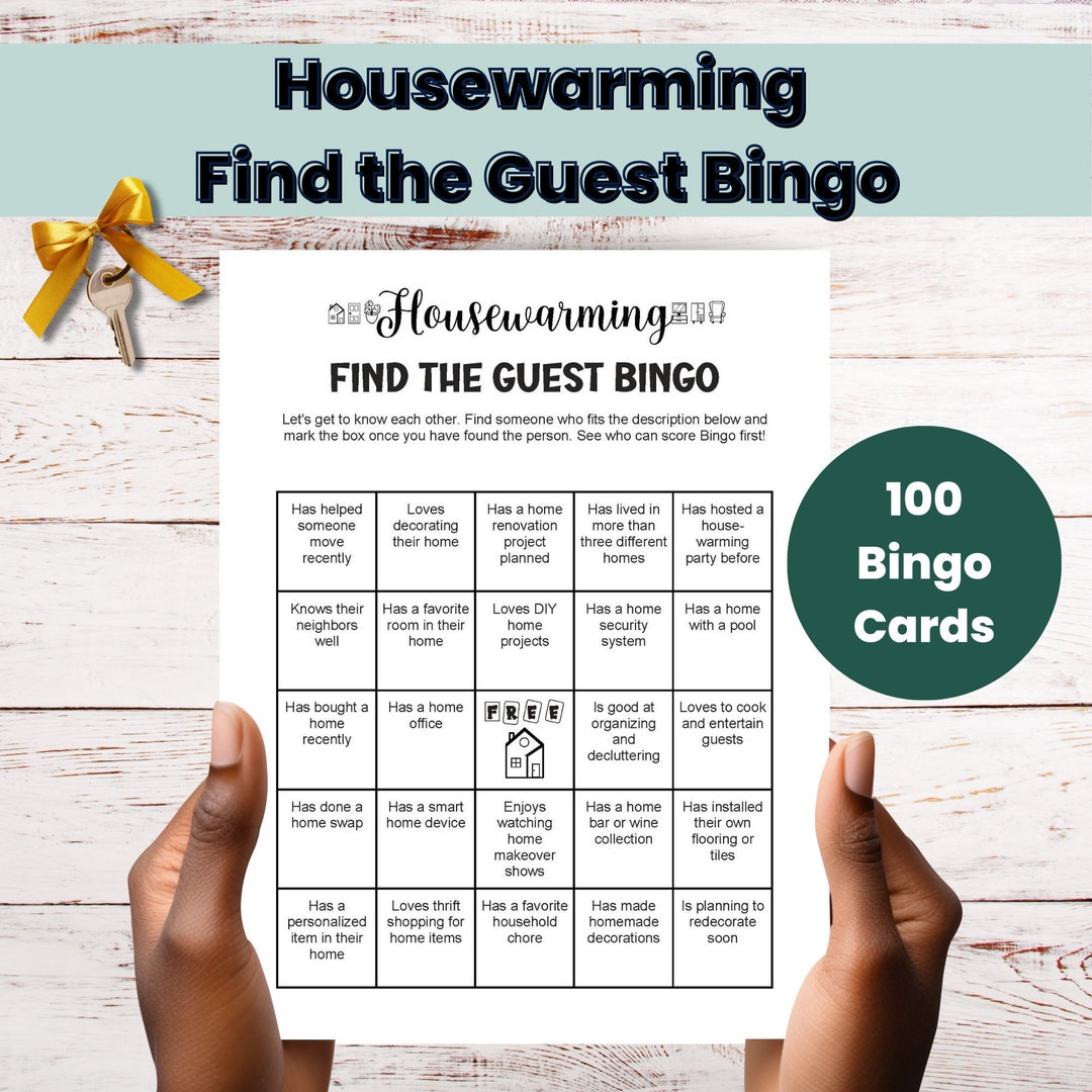 Housewarming Find the Guest Bingo Game for Housewarming Party, House ...