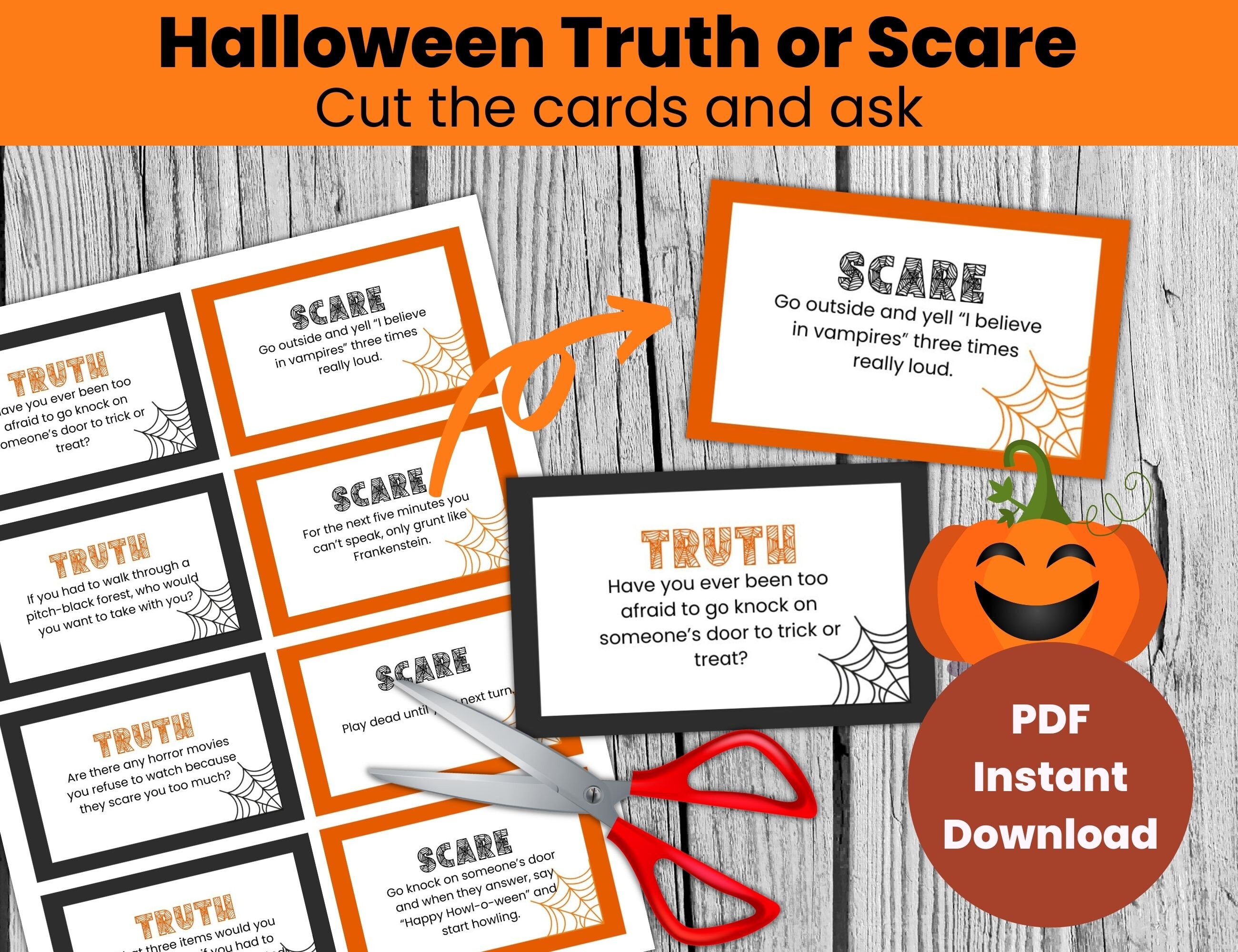 Halloween Truth or Scare Game Printables, Halloween Party Game for Kids ...