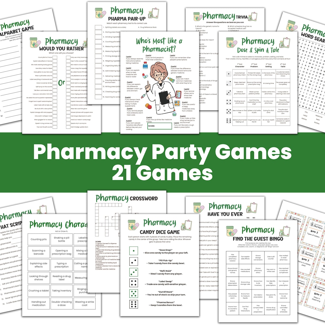 Pharmacy Party Games Bundle, Fun Pharmacy Games for Pharmacy Week ...