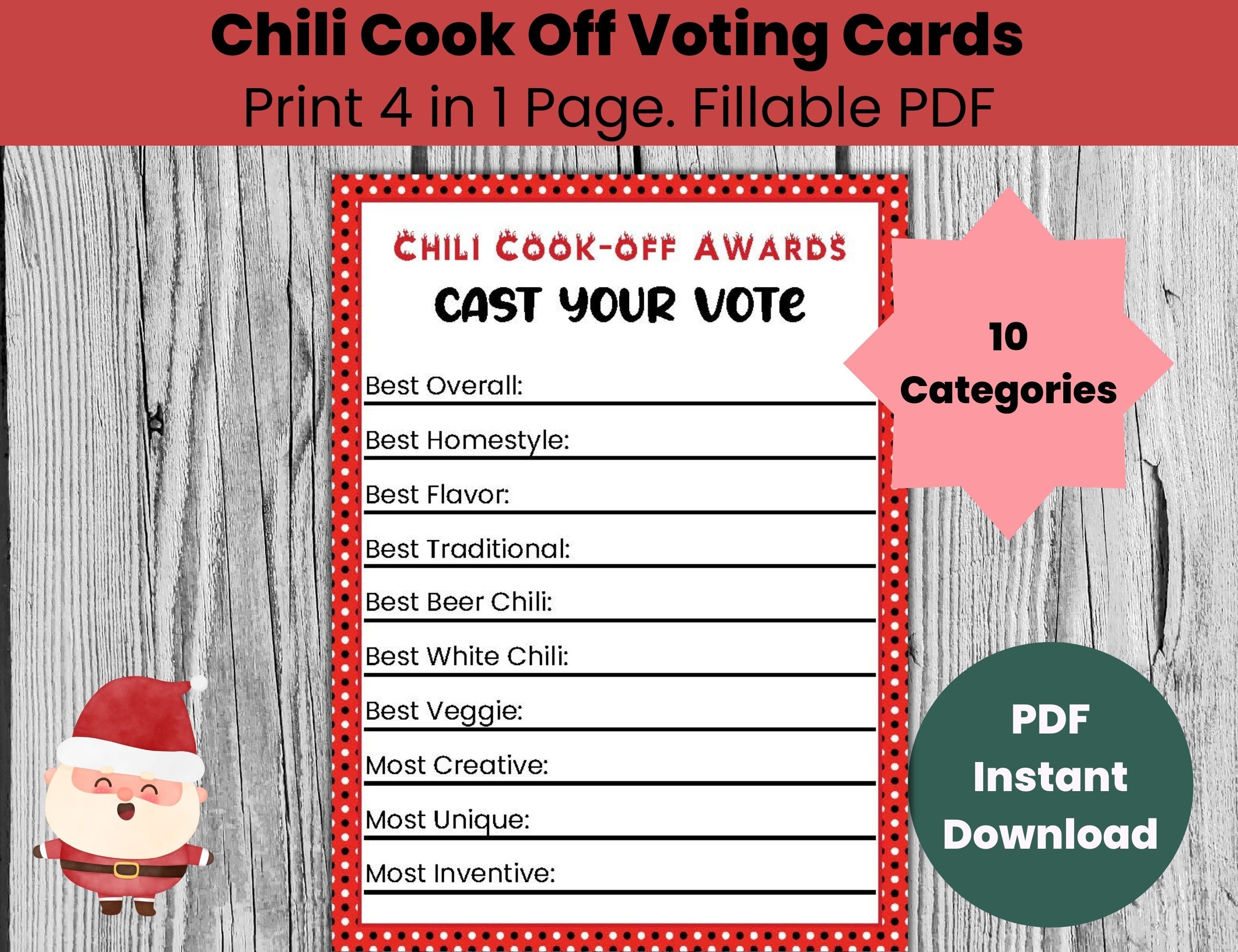 Chili Cook off Ballot Template Editable, Chili Voting Ballot, Cooking ...