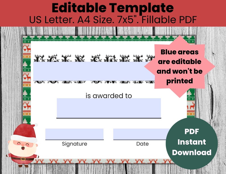 Ugly Sweater Award Certificates and Voting Cards, Christmas Ugly ...