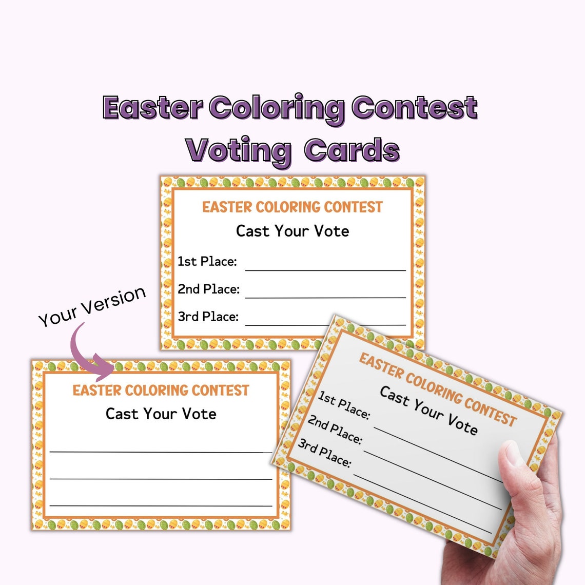 Printable Easter Coloring Contest Voting Cards, Ballot Template ...