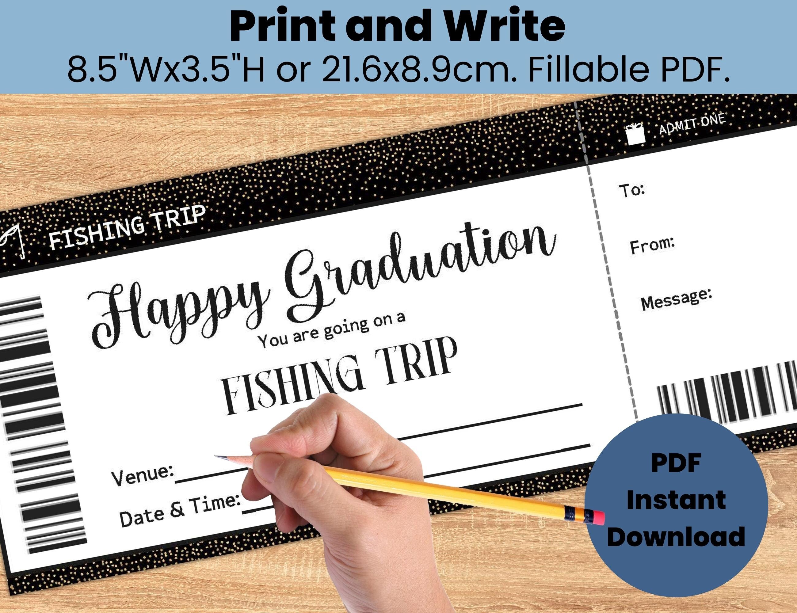 Custom Graduation Fishing Trip Ticket Gift Certificate, Fishing Trip ...