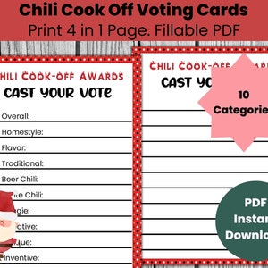 Chili Cook off Ballot Template Editable, Chili Voting Ballot, Cooking ...