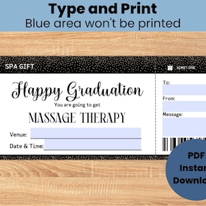 Graduation Massage Gift Certificate, Massage Therapy Gift Coupon ...