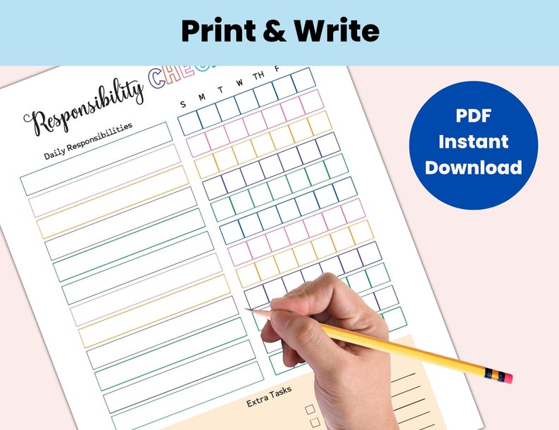 Kids Responsibility Checklist Template, Responsibility Chart for Kids ...