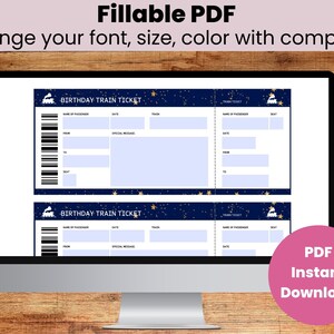 Custom Happy Birthday Train Ticket Gift Certificate, Printable Ticket ...