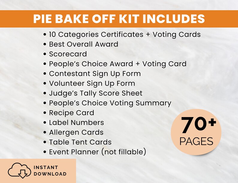 Pie Bake off Competition, Baking Contest Awards Certificate, Score Card ...