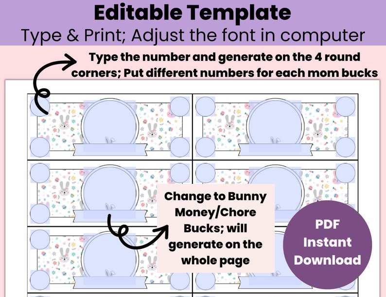 Easter Bucks, Bunny Money, Printable Play Money Template, Easter ...