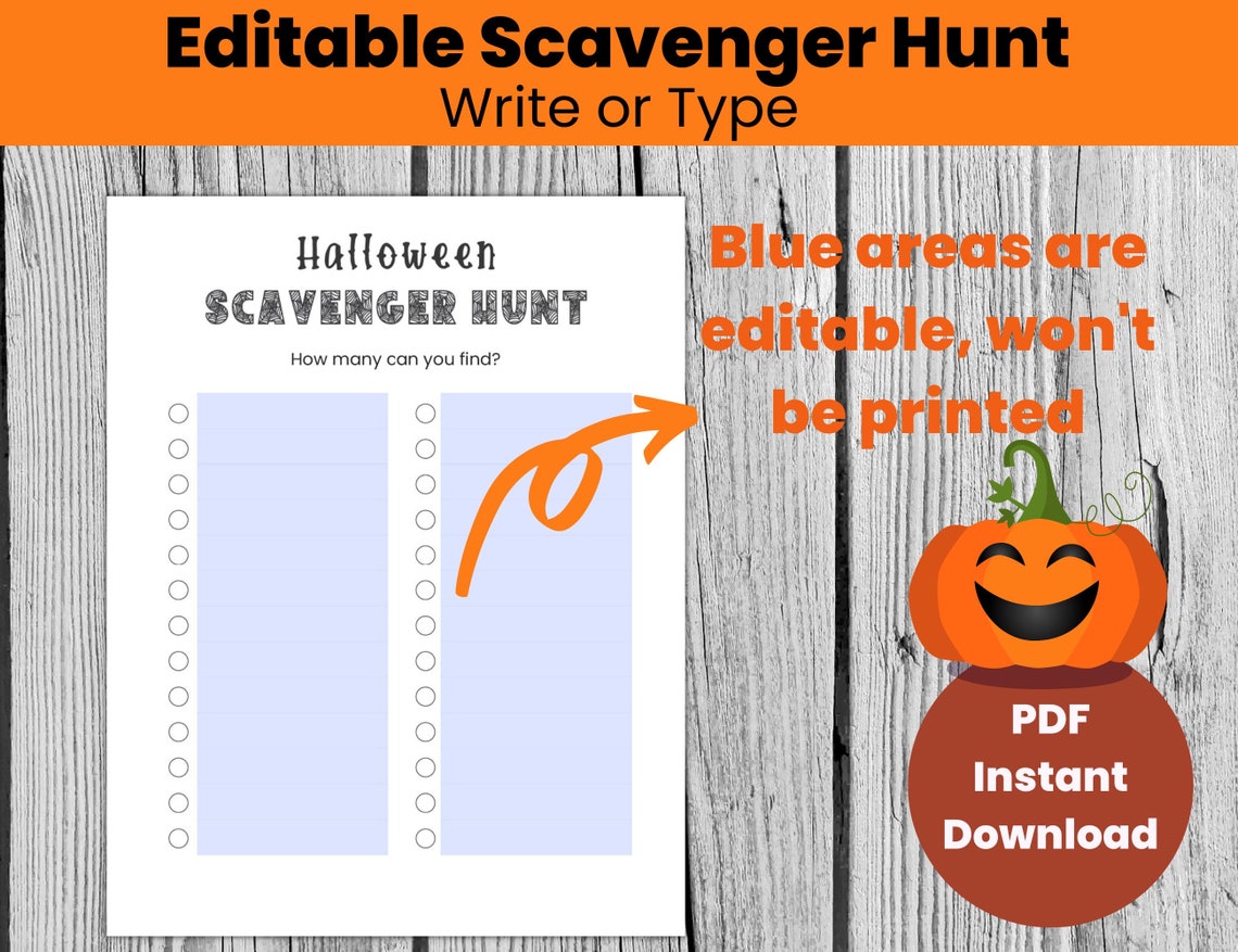 Printable Halloween Scavenger Hunt for Kids, Halloween Party Game ...