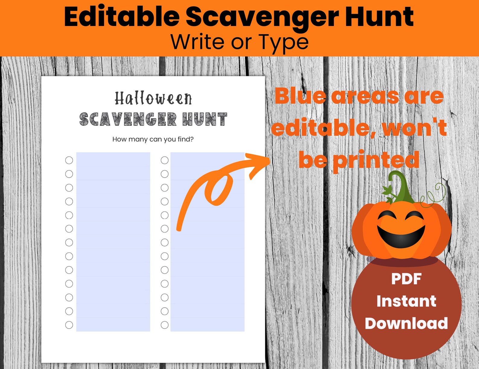 Printable Halloween Scavenger Hunt for Kids, Halloween Party Game ...