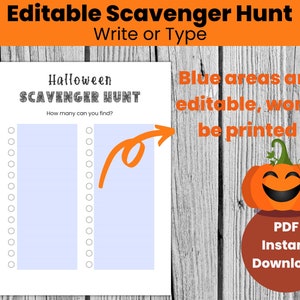 Printable Halloween Scavenger Hunt for Kids, Halloween Party Game ...