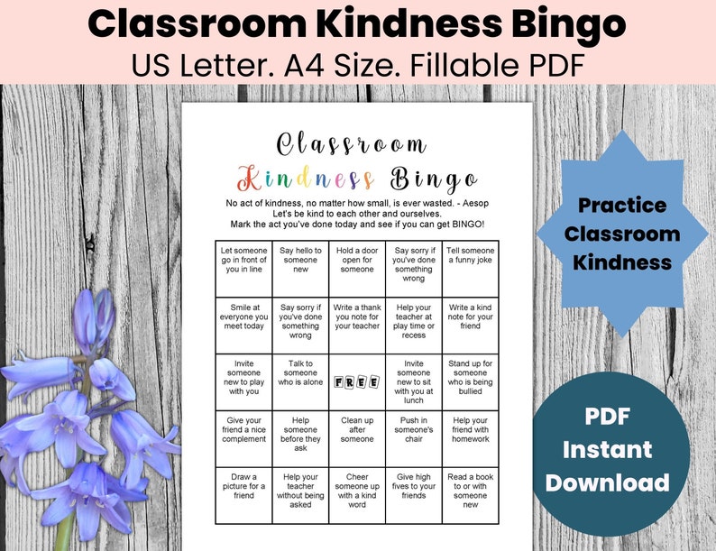 Kindness Bingo for Class, Personalized Bingo for Kids, Kindness ...