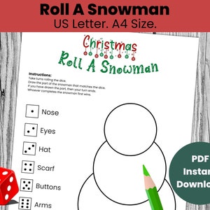 Christmas Dice Game Bundle, Christmas Candy Game, Roll A Snowman, Roll ...