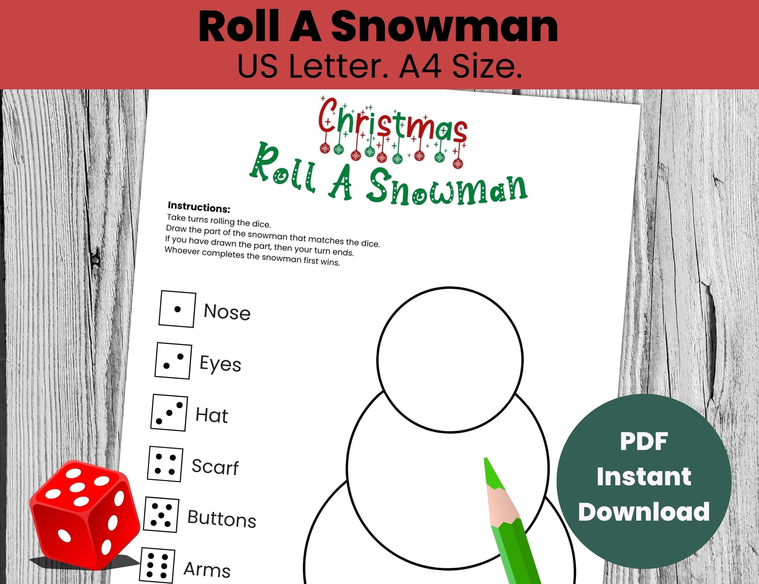 Christmas Dice Game Bundle, Christmas Candy Game, Roll A Snowman, Roll ...