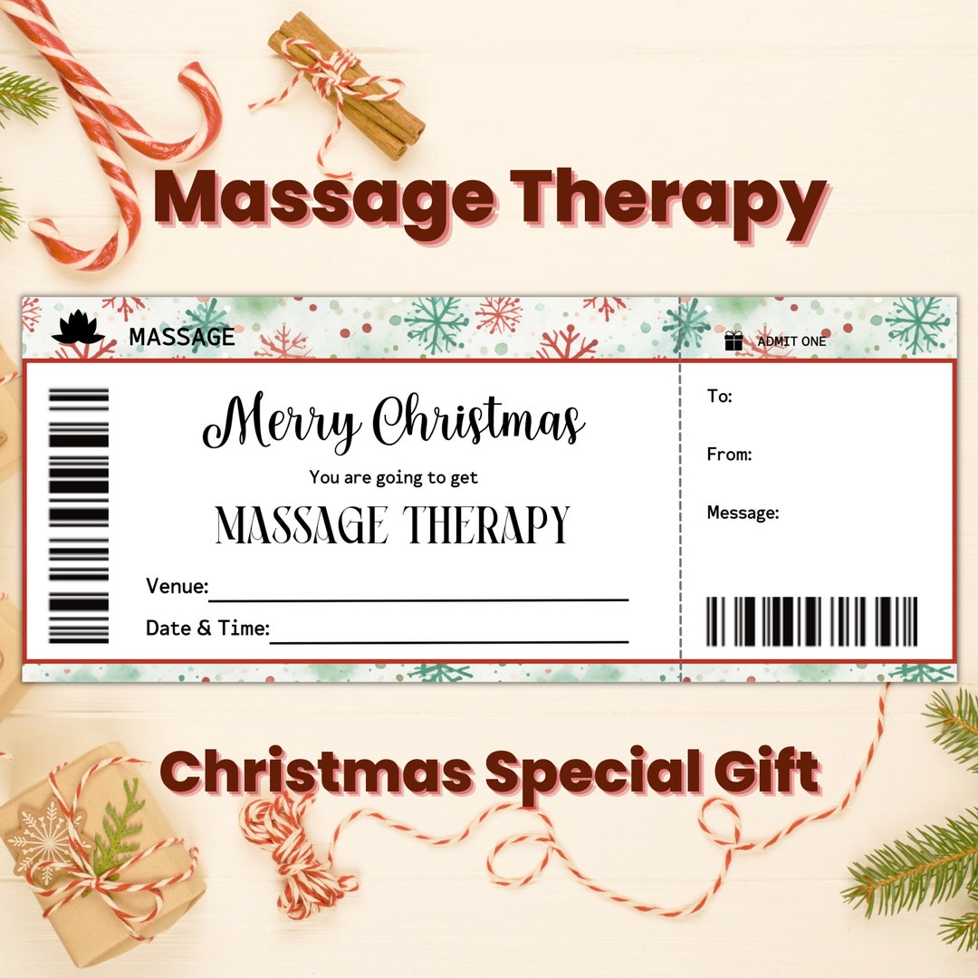 Custom Christmas Massage Therapy Voucher Template, Massage Gift ...