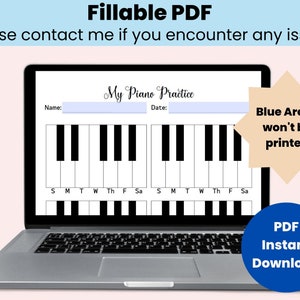 Piano Practice Chart, Music Practice Log, Music Practice Tracker, Habit ...