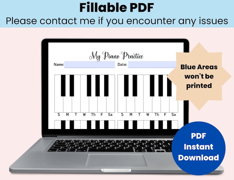 Piano Practice Chart, Music Practice Log, Music Practice Tracker, Habit ...