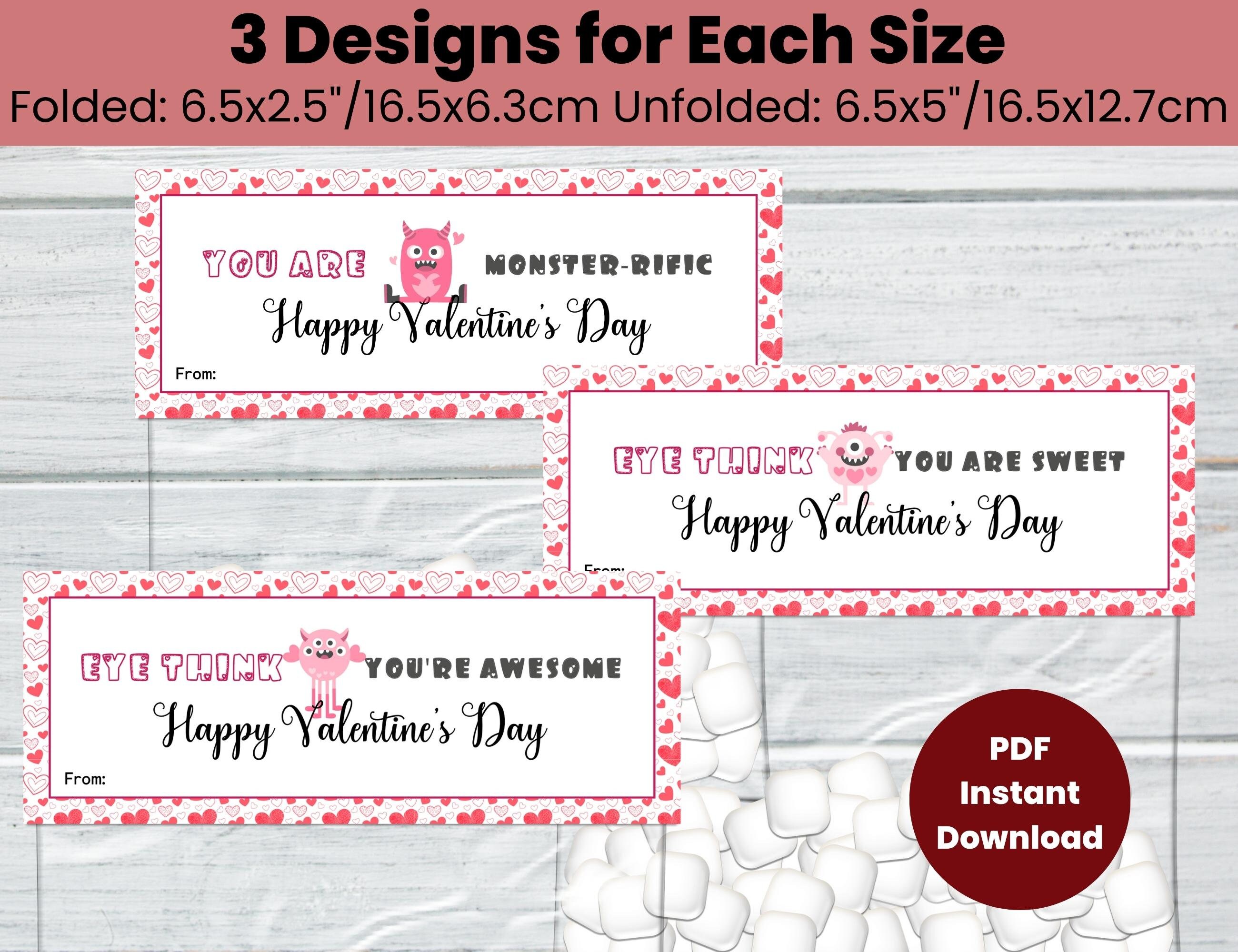 Monster Valentine Bag Topper, Valentines Party Favor Bag Topper, Class ...