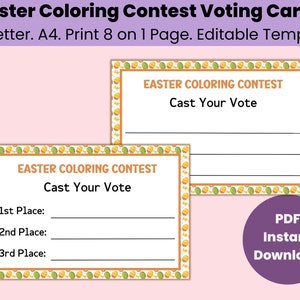 Easter Coloring Contest Kit, Easter Certificates, Voting Cards, Easter ...