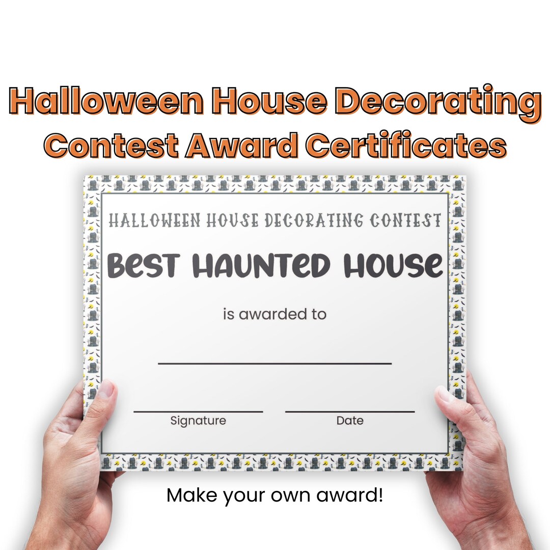 Halloween House Decorating Contest Award Certificates, Fall Halloween ...