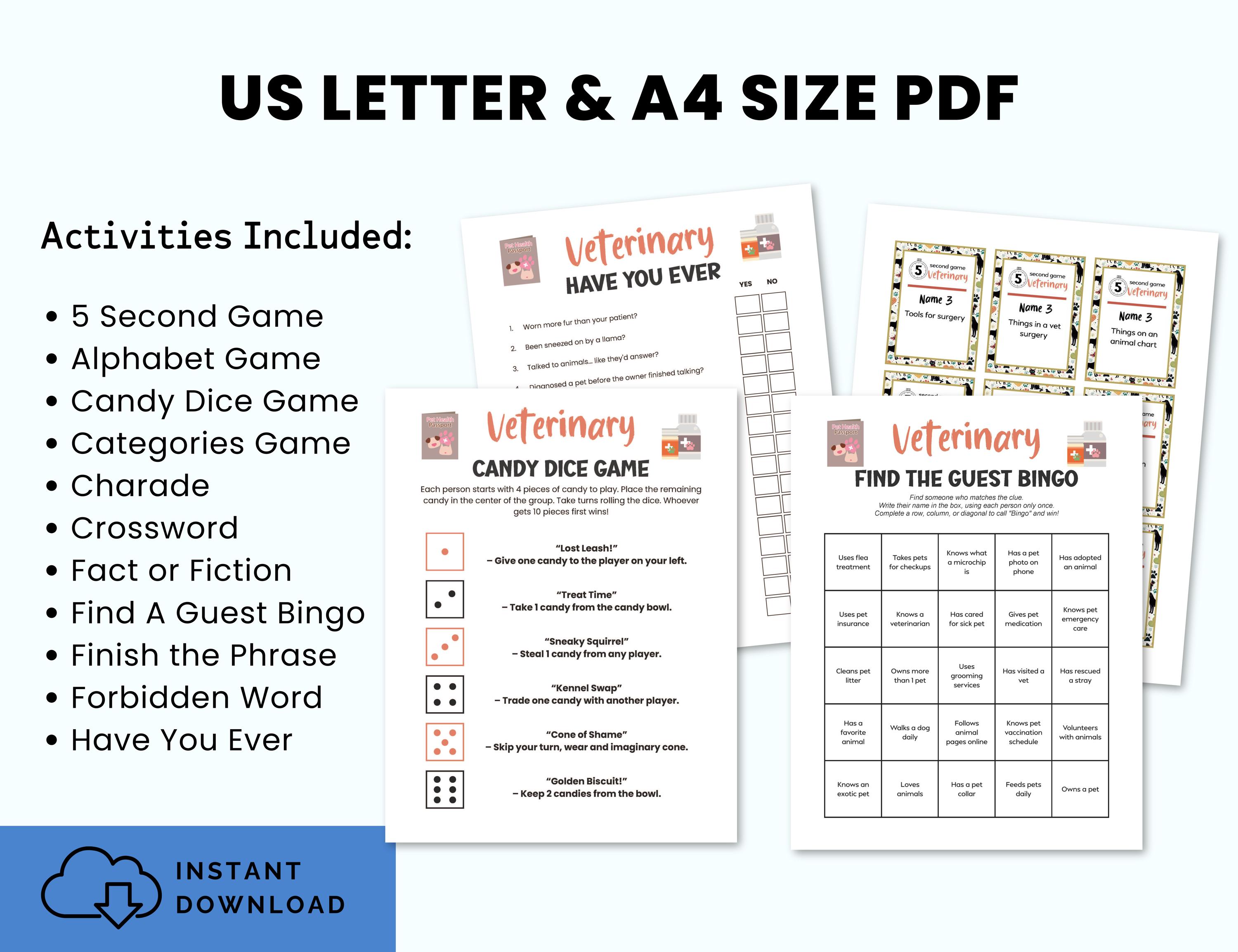 Vet Med Party Games Bundle, Vet Tech Week Work Party Games, Vet School ...