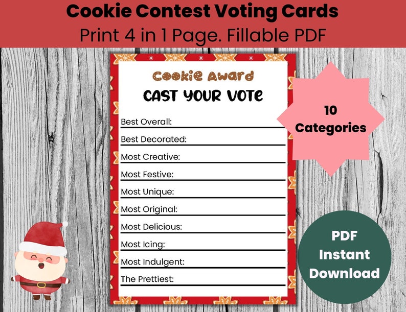 Cookie Voting Ballot Template for Cookie Contest, Cookie Exchange Vote ...