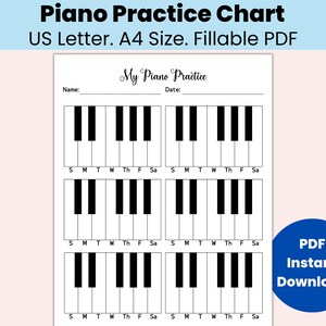 Piano Practice Chart, Music Practice Log, Music Practice Tracker, Habit ...