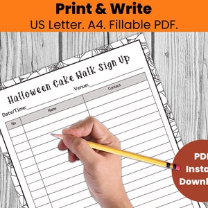Halloween Cake Walk Sign up Sheet Template - Etsy