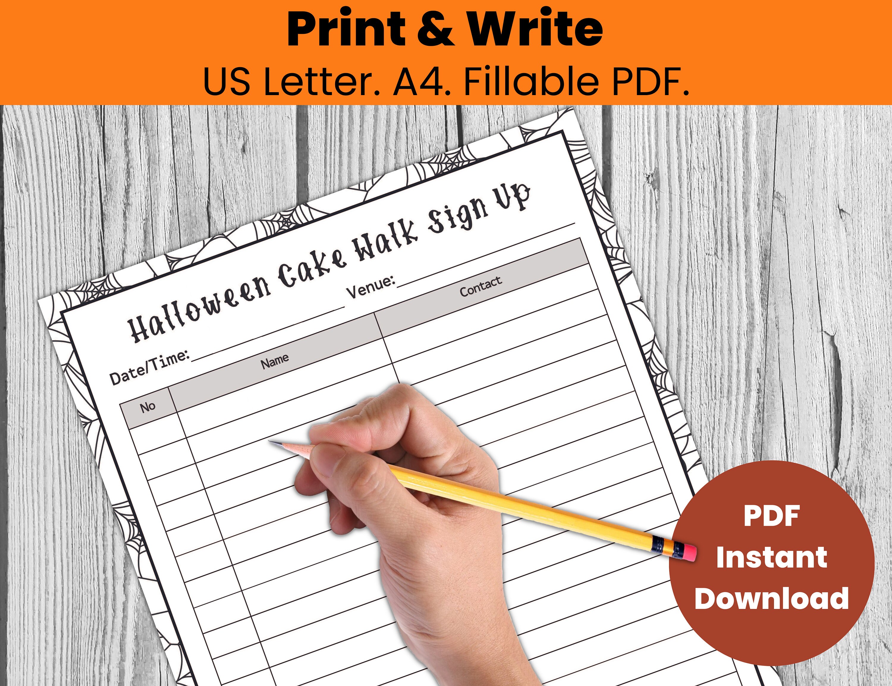 Halloween Cake Walk Sign up Sheet Template - Etsy