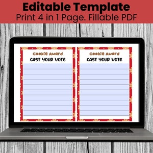 Cookie Voting Ballot Template for Cookie Contest, Cookie Exchange Vote ...