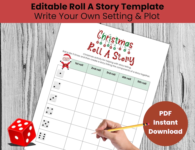 Christmas Story Dice Game for Families, Roll A Story, Fun Christmas ...
