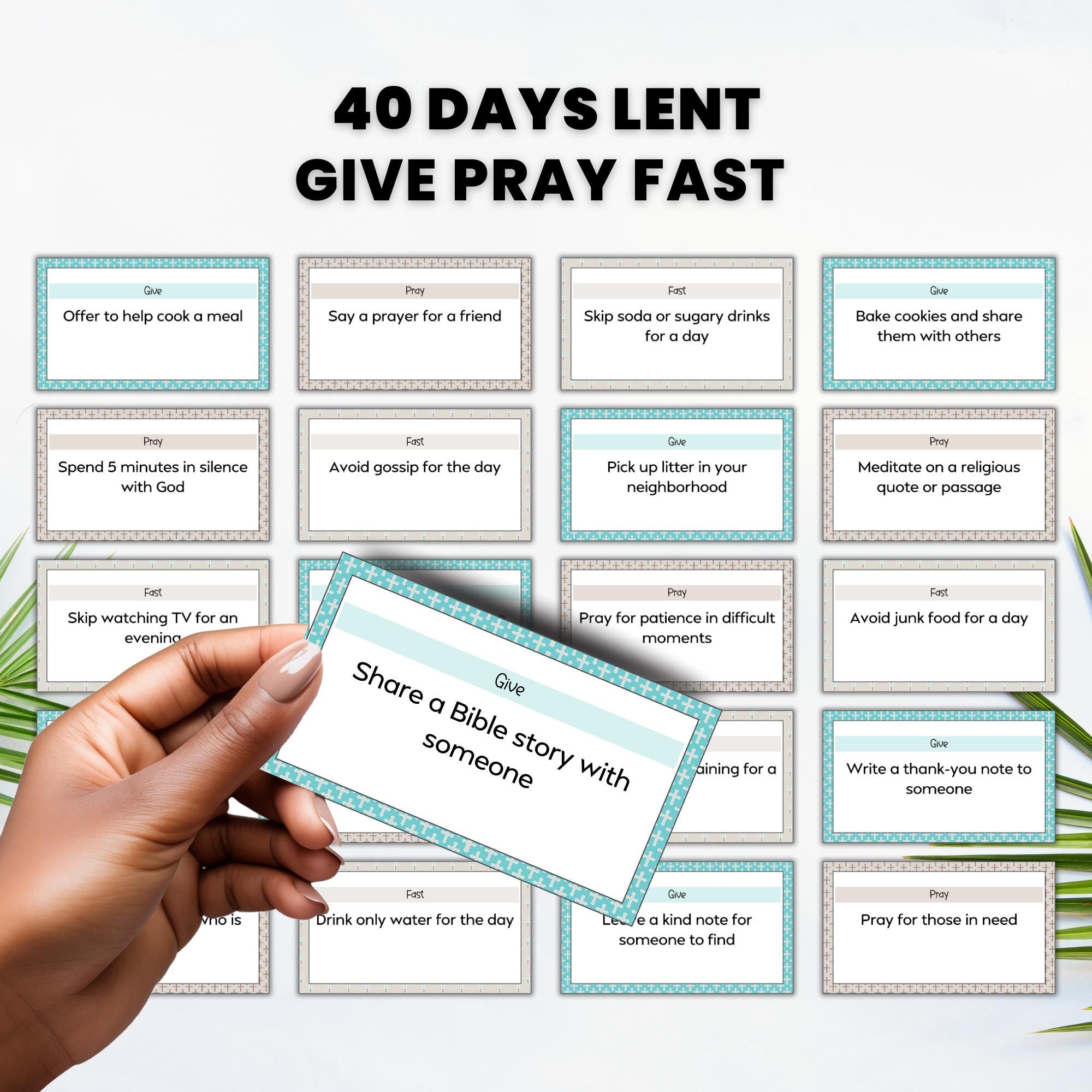 Give Pray Fast Lent Cards, 40 Days of Lent Activity, Catholic Lent ...