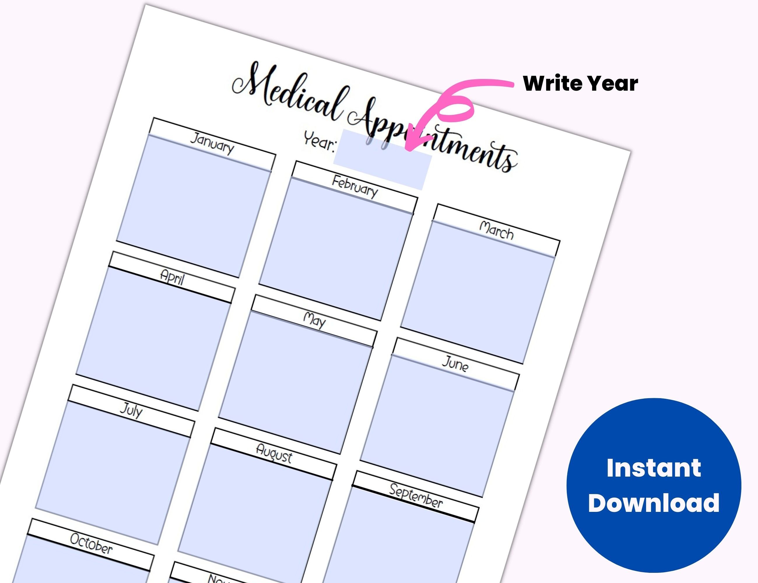 Editable Medical Appointment Tracker, Doctor Appointment Planner ...