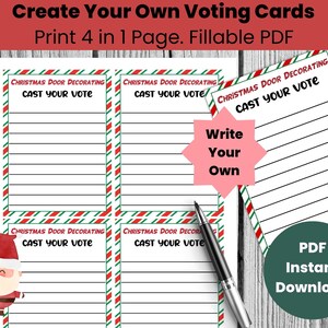 Christmas Door Decorating Contest Ballot Template, Christmas Door ...