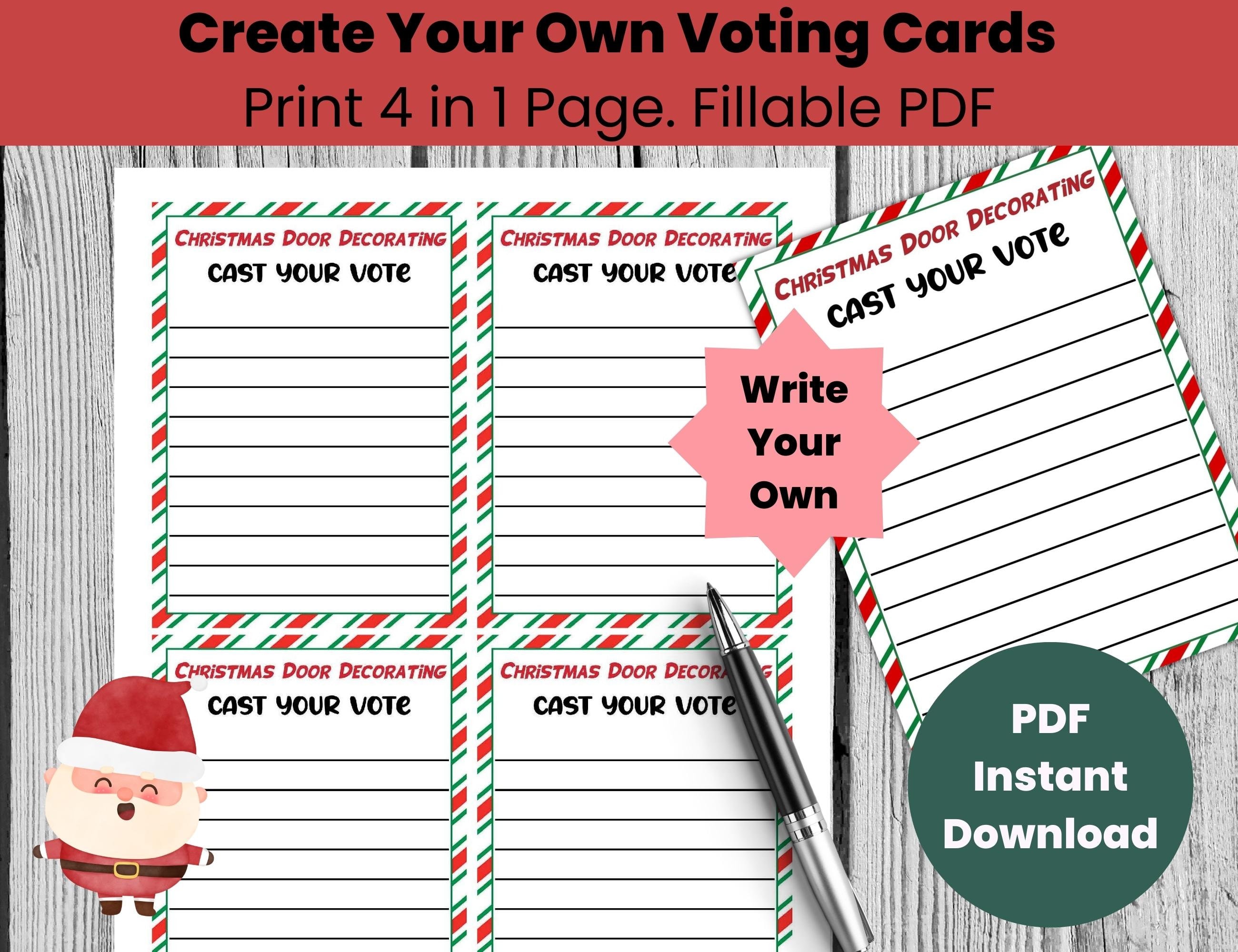 Christmas Door Decorating Contest Ballot Template, Christmas Door ...
