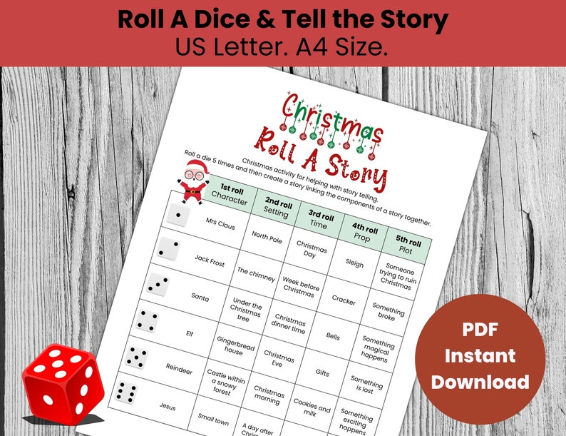 Christmas Story Dice Game for Families, Roll A Story, Fun Christmas ...