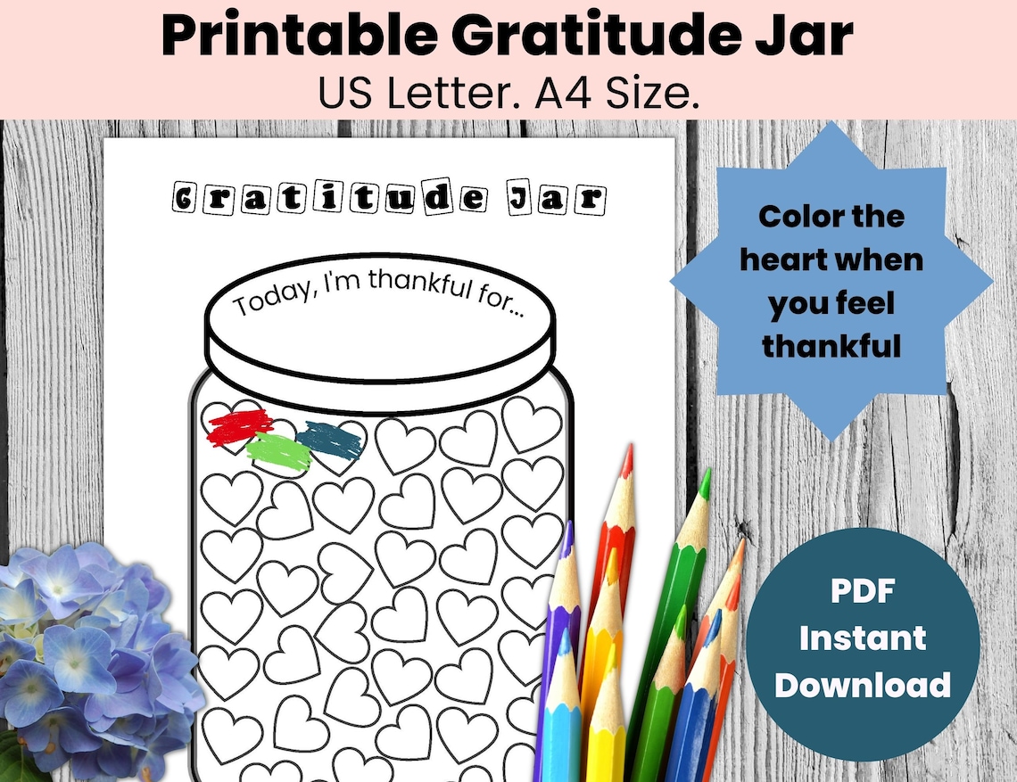 Printable Gratitude Jar for Kids, Gratitude Cards, Gratitude Jar Label ...