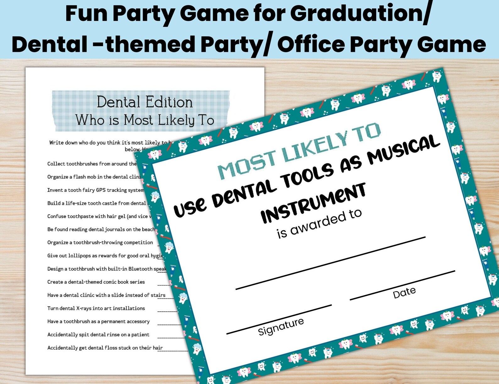 Most Likely to Game and Superlative Award Certificates for Dental ...