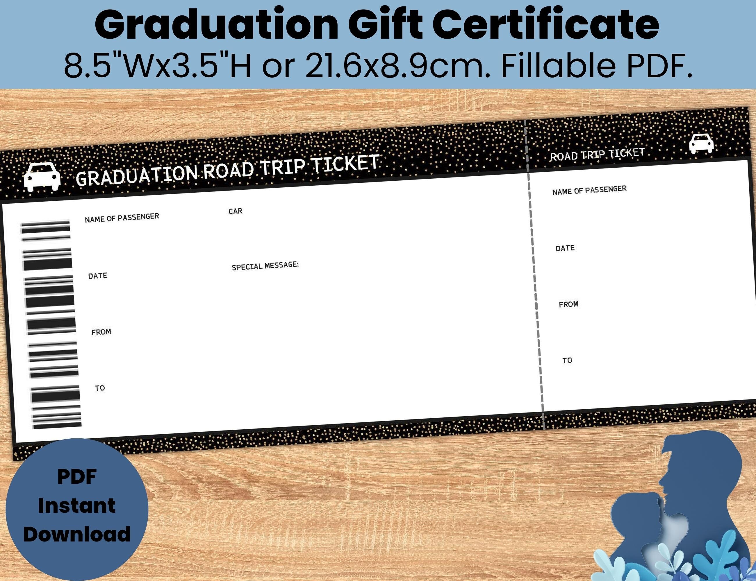 Graduation Road Trip Ticket Gift Certificate, Surprise Trip Ticket Gift ...