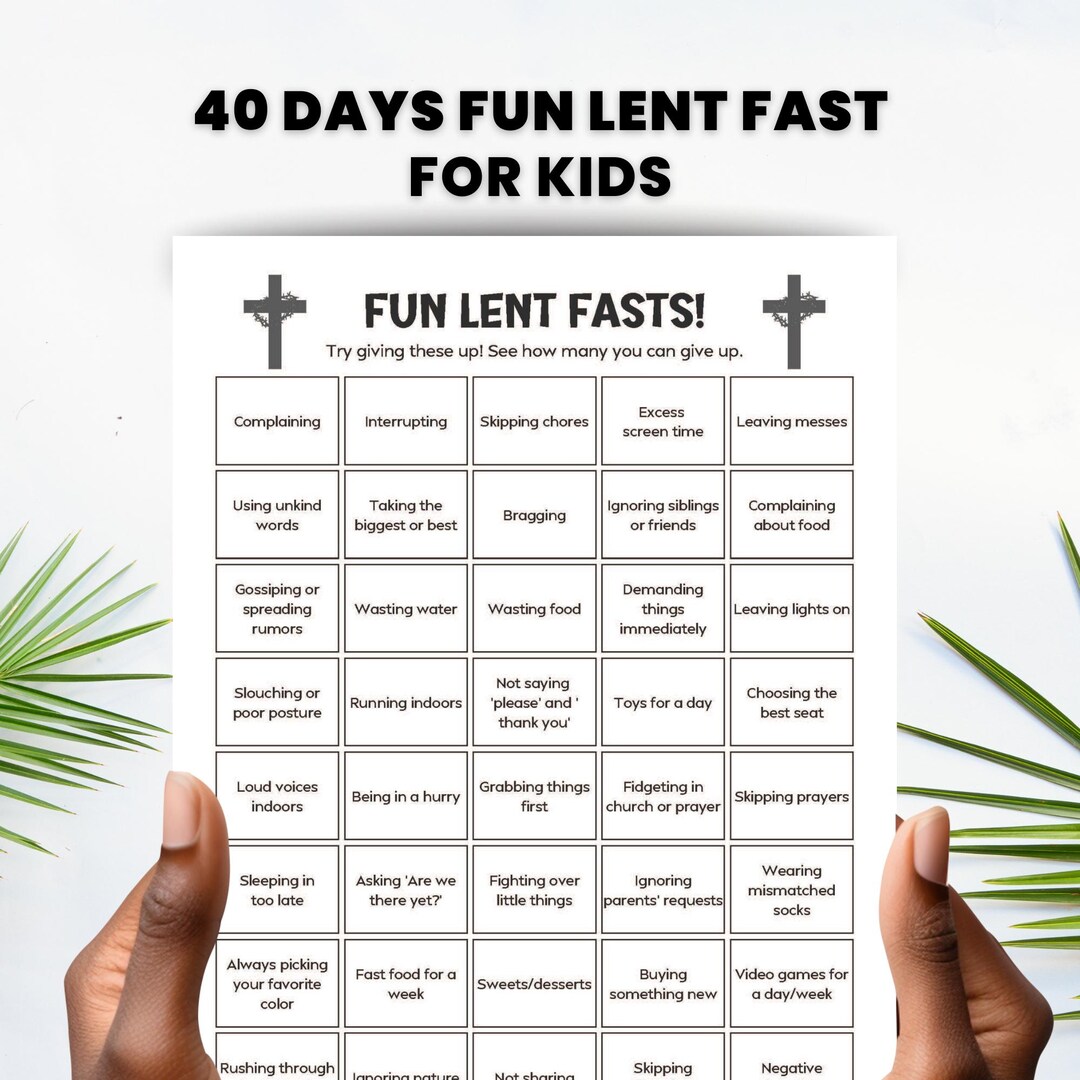 40 Day Lent Fasting Ideas for Kids, Lent Fast, Fasting Tracker, Lent ...