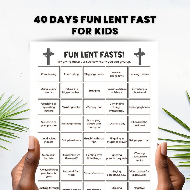 40 Day Lent Fasting Ideas for Kids, Lent Fast, Fasting Tracker, Lent ...