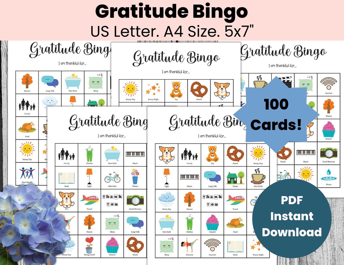 Gratitude Bingo for Kids, Fun Thanksgiving Activities for Adult ...