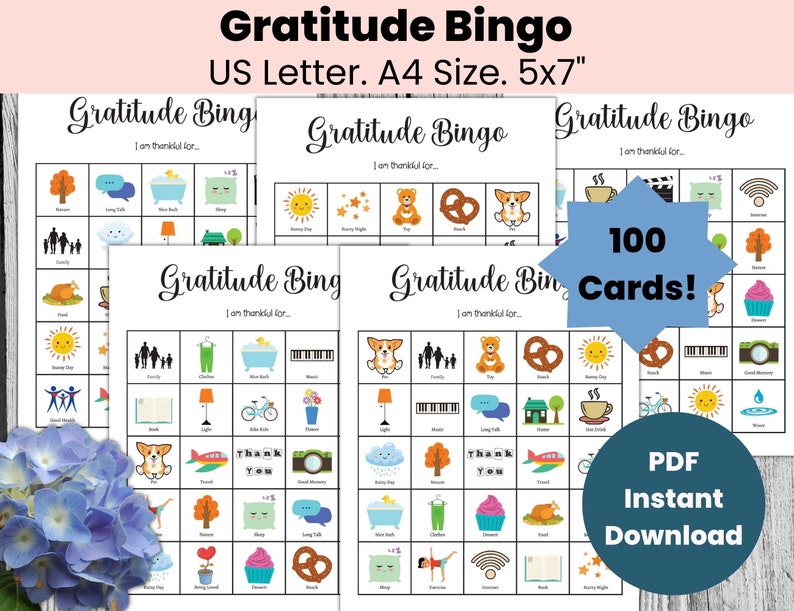 Gratitude Bingo for Kids, Fun Thanksgiving Activities for Adult ...