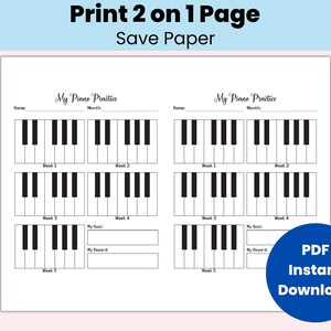Monthly Piano Practice Chart, Music Practice Log, Music Practice ...