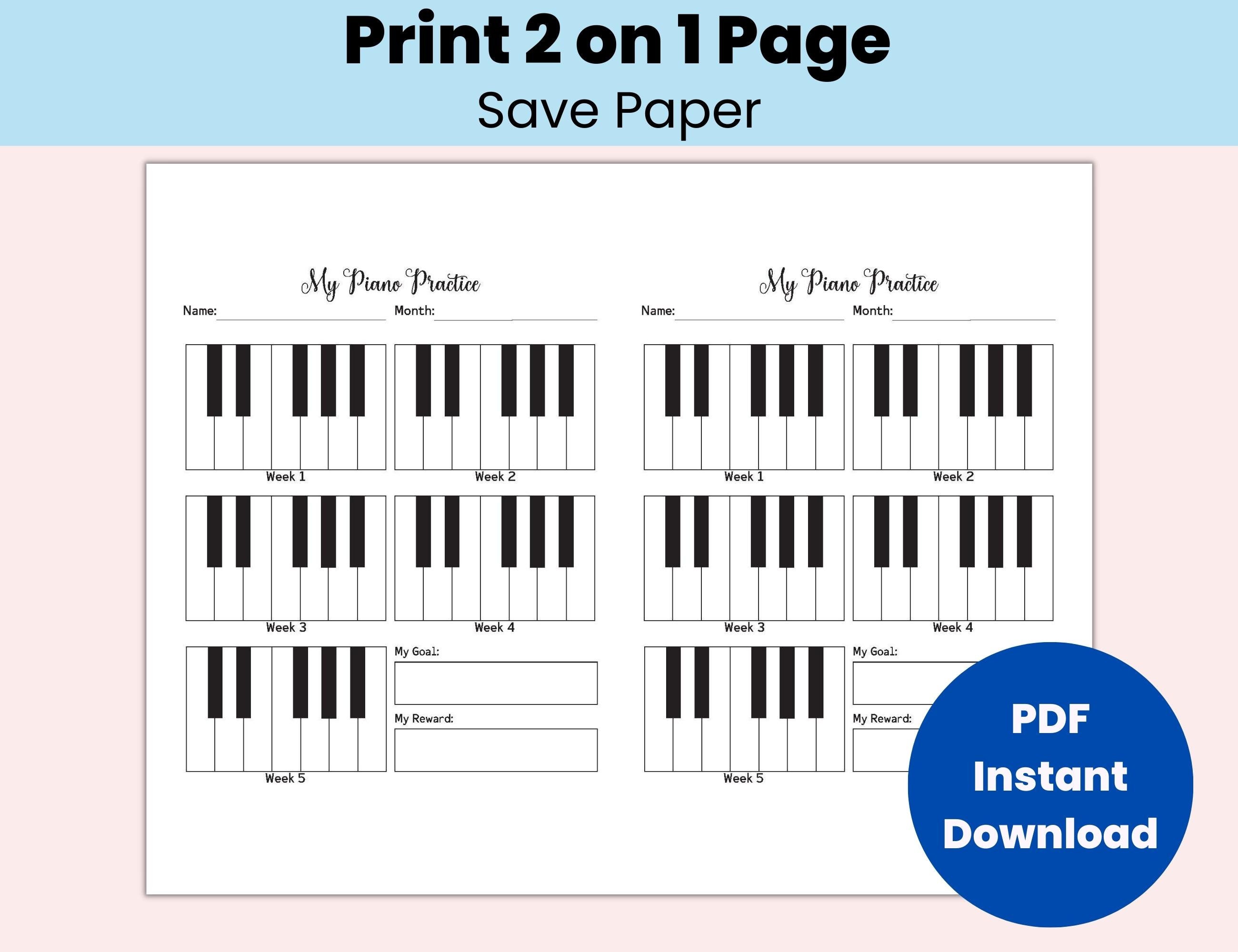 Monthly Piano Practice Chart, Music Practice Log, Music Practice ...