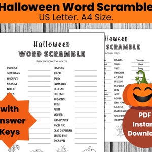 Printable Halloween Word Scramble, Halloween Party Game, Halloween ...