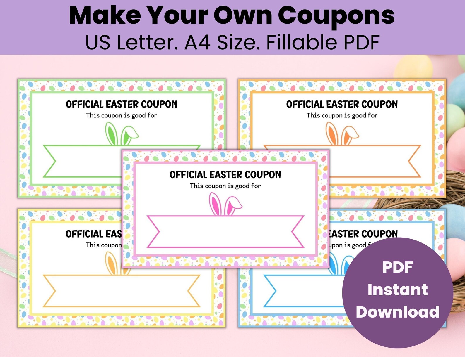 Easter Bunny Coupons for Kids, Easter Egg Fillers Bunny Basket Ideas ...