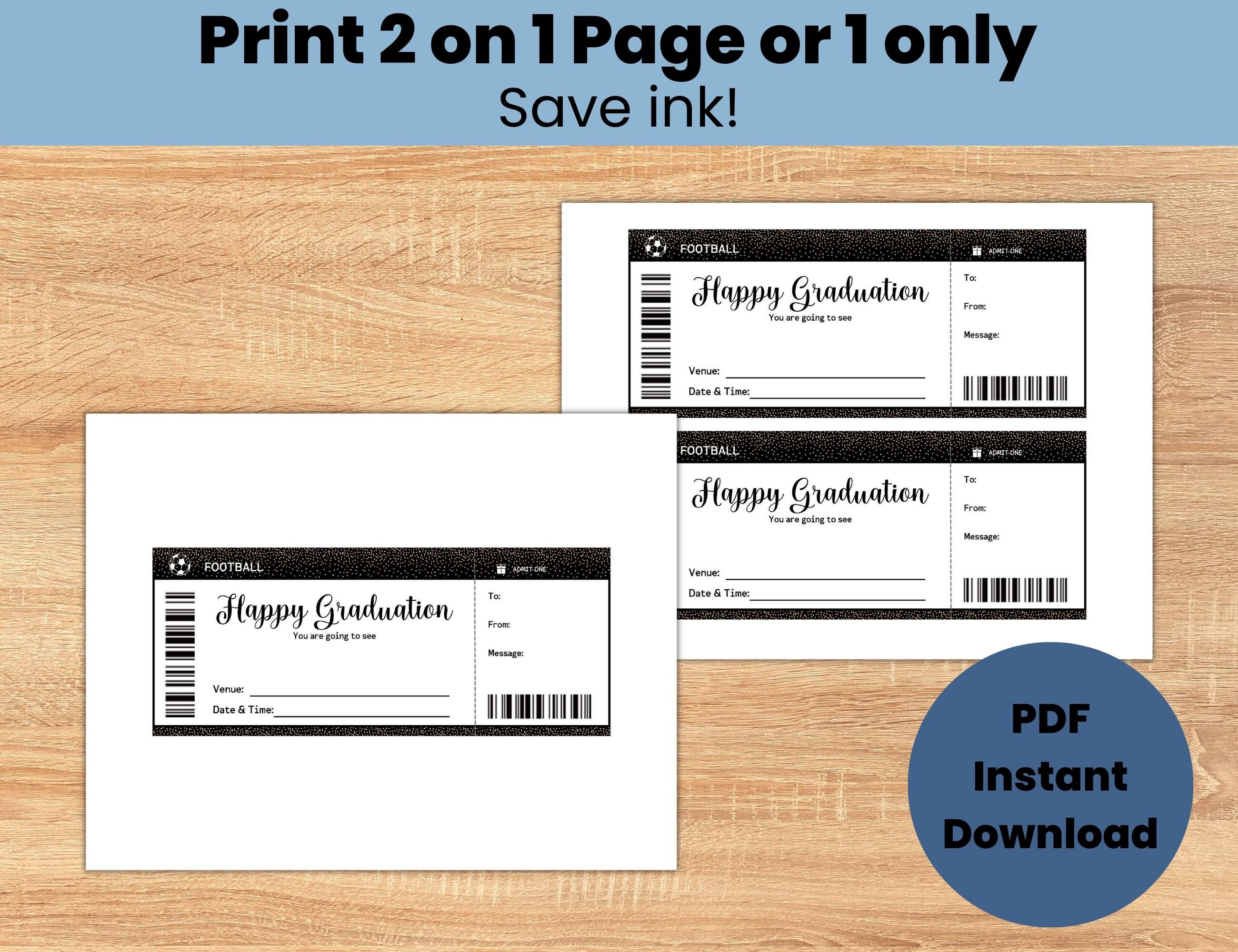 Graduation Football Ticket Voucher, Football Gift Coupon Template ...